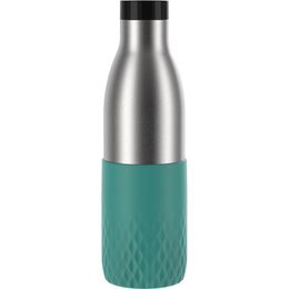 Emsa Trinkflasche &raquo;Bludrop Sleeve&laquo; Edelstahl/Silikon, Quick-Press, 12h warm/24h k&uuml;hl blau Edelstahl, Silikon 700ml