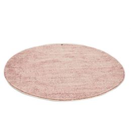 Tom Tailor HOME Teppich &raquo;Groove&laquo; rund 15 mm H&ouml;he modernes Design, edles Farbspiel, ideal im Wohnzimmer & Schlafzimmer rosa Viskose, Wolle &Oslash; 140cm 1 