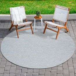 Sanat Outdoorteppich &raquo;Melissa 8000 , auch in Rund erh&auml;ltlich&laquo; rund 10 mm H&ouml;he Kurzflor, In -und Outdoor geeignet, Au&szlig;enbereich, Wohnzimmer grau Kunstfaser &Oslash;