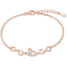 Amor Damen Armband &raquo;Herzen&laquo; mit Zirkonia (synth.) rosa 20cm, Silber 925 (Sterlingsilber)