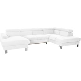 COTTA Wohnlandschaft &raquo;Komaris U-Form, B: 320 cm&laquo; mit Kopfteilverstellung, optional Schlaffunktion, Bettkasten & Licht wei&szlig; Microfaser PRIMABELLE (100%