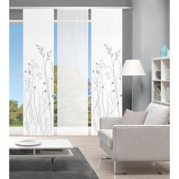 Vision S Schiebegardine &raquo;GRASIL 3er SET&laquo; Paneelwagen 3 Stk. tlg. Bambus-Optik, Digital bedruckt grau Polyester 260cm, Paneelwagen, 60cm