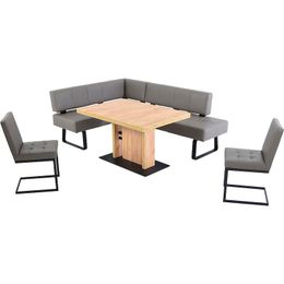 K+w Komfort & Wohnen K+W Komfort & Wohnen Essgruppe &raquo;Spider II&laquo; 4 Stk. tlg. langer Schenkel wahweise in 2 Breiten, 2 Freischwinger, 1 Tisch braun B/H/T: 88cm x 50cm, Leder