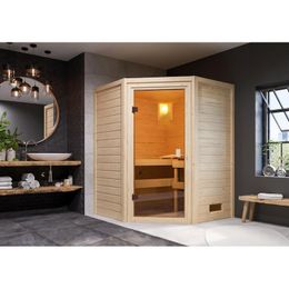 Karibu Sauna &raquo;"Anni" mit bronzierter T&uuml;r, naturbelassen&laquo; aus hochwertiger nordischer Fichte beige ohne Ofen, ohne Steuerung, (ohne Ofen)