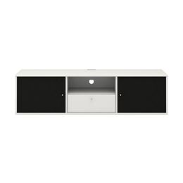 TV-Board &raquo;Mistral Fernsehschrank, Medienm&ouml;bel, H&auml;ngend,&laquo; T&uuml;ren mit Akustikstoff, Schublade, Lowboard, B: 161,5 cm wei&szlig; Holzwerkstoff, MDF, Massivholz 
