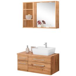 Welltime Badm&ouml;bel-Set &raquo;Davos&laquo; 3 Stk. tlg. braun Becken rechts