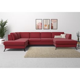 Sit & More sit&more Wohnlandschaft &raquo;Olsen U-Form&laquo; inklusive Sitztiefenverstellung, optional Schlaffunktion, 15cm hoch rot 100% Polyester B/H/T: 335cm x 88cm x 