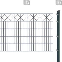 Arvotec Doppelstabmattenzaun &raquo;EXCLUSIVE 100 zum Einbetonieren "Karo" mit Zierleiste&laquo; Zaunh&ouml;he 100 cm, Zaunl&auml;nge 2 - 60 m grau Kunststoff, Stahl H/L: 100cm x 