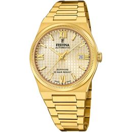 Festina Herren Automatikuhr &raquo;Riv&eacute; Collection&laquo; Armbanduhr, Damenuhr, Herrenuhr, Swiss Made, meachanische Uhr gold Einheitsgr&ouml;&szlig;e