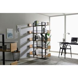 M&ouml;bilia Raumteilerregal als Regal und Raumteiler einsetzbar beige MDF, Metall B/H/T: 120cm x 180cm x 30cm, 5 Stk. offene F&auml;cher, 5 offene F&auml;cher