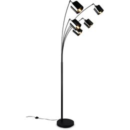 REALITY LEUCHTEN Stehlampe &raquo;JASON, Stehleuchte 5-flammig exkl 5x E14 max 10W, H&ouml;he 200cm 72cm tief&laquo; E14 1 Stk. warmwei&szlig; - kaltwei&szlig; Bogenleuchte Metall