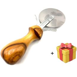Olivenholz-erleben Pizzaschneider &raquo;Pizzaschneider mit Griff aus Olivenholz&laquo; Ergonomischer Griff, scharfe Klinge zum leichten Schneiden der Pizza 
