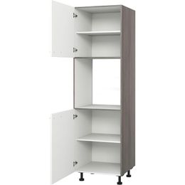 KOCHSTATION Backofenumbauschrank &raquo;KS-Trea SB-195-3&laquo; mit zwei T&uuml;ren und zwei Einlegeb&ouml;den, H&ouml;he 195 cm wei&szlig; eichefarben grau, B/H/T: 60cm x 195cm x 