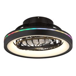 Globo LIGHTING Deckenleuchte &raquo;DEANNE&laquo; LED-Modul 1 Stk. warmwei&szlig; - kaltwei&szlig; Ventilator opal k&uuml;hlen-heizen RGB Regenbogen modern Wohnzimmer &Oslash; 48cm H: 