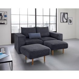 LOOKS by Wolfgang Joop 2,5-Sitzer &raquo;Looksv&laquo; Verwandlungssofa: aus Sofa wird Sofa mit 2 Hockern blau B/H/T: 192cm x 96cm x 107cm, Microflausch, 2 Hocker