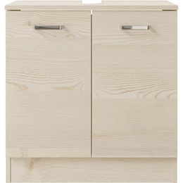 Waschbeckenunterschrank &raquo;Quickset 301&laquo; 60,2 cm breit beige Holzwerkstoff Polar Pinie quer Nachbildung, B/H/T: 60,2cm x 62,4cm x 33cm, T&uuml;ren: 2 Stk. 