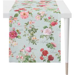 Apelt Tischl&auml;ufer &raquo;6527 SUMMERTIME, Sommerdeko, Sommer&laquo; Digitaldruck blau Baumwolle, Polyester B/L: 48cm x 140cm, 1 Stk., rechteckig