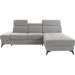 OTTO home Ecksofa &raquo;Cardiz L-Form&laquo; inkl.Kopfteilverstellung und Federkern wahlweise mit Schlaffunktion grau Webstoff (100% Polyester);Luxus-Microfaser 