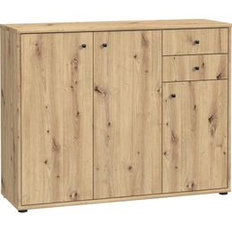 FORTE Kommode &raquo;Tempra, Kommode, 3 T&uuml;ren, 2 Schubk&auml;sten, viel Stauraum&laquo; Breite 108,8 cm braun B/H/T: 108,8cm x 85,5cm x 34,8cm, 2 Stk., 3 Stk.
