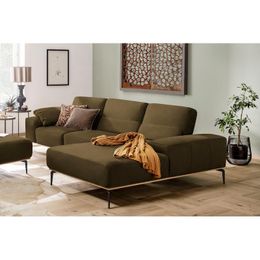 W.Schillig Ecksofa &raquo;run, Designsofa mit tollem Sitzkomfort, bequem, L-Form&laquo; mit Holzsockel, F&uuml;&szlig;e in Schwarz pulverbeschichtet, Breite 319 cm gr&uuml;n 