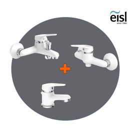EISL&reg; Badarmatur &raquo;3-teilige Serie SPEED&laquo; Set, ger&auml;uscharm, Marken-Mischd&uuml;se wei&szlig; Einheitsgr&ouml;&szlig;e Badarmatur