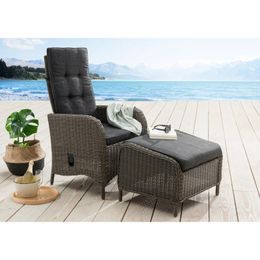 Destiny Gartensessel &raquo;PALMA CASA&laquo; Set, Aluminium, Polyrattan, inkl. Fu&szlig;hocker und Auflagen grau Obermaterial: 100% Polyester. F&uuml;llung: 100% Polyurethan 