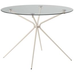 OTTO home Esstisch &raquo;Silvi, TOPSELLER!&laquo; Esstisch, Glastisch, K&uuml;chentisch, OTTOs Choice, rund, &Oslash;110 cm, Metallgestell wei&szlig; B/H/T: 110cm x 76cm x 110cm