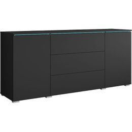 Home Affaire Sideboard &raquo;VERA, grifflos&laquo; verstellbare Einlegeb&ouml;den, Wahlweise mit oder ohne Beleuchtung schwarz B/H/T: 150cm x 67,9cm x 39,5cm, ohne 