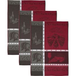 Ross Geschirrtuch &raquo;Weinmotiv&laquo; Motivtuch, aus 100% Baumwolle rot 100% Baumwolle 3 Stk., 100 % Baumwolle