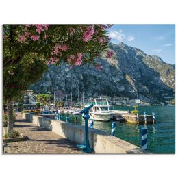 Artland Glasbild &raquo;Gardasee Hafen Limone sul Garda I&laquo; Europa 1 Stk. tlg. in verschiedenen Gr&ouml;&szlig;en blau B/H/T: 80cm x 60cm, Glasbild Europa Querformat, 1 Stk.