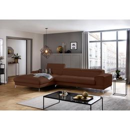 W.Schillig Ecksofa &raquo;piedroo, Designsofa mit tollem Sitzkomfort, bequem und elegant, L-Form&laquo; Kopfteilverstellung, wahlweise mit Sitztiefenverstellung, 