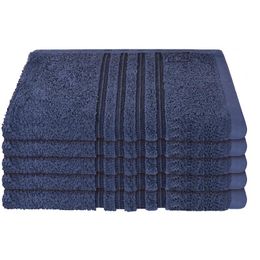 Schiesser Gaestehandtuecher &raquo;Milano aus 100% Baumwolle mit eleganter Bord&uuml;re in Hoch-Tief-Optik&laquo; Made in Green blau Frottier, Frottier B/L: 30cmx50cm, 5 Stk., 