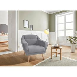 OTTO home Sessel &raquo;Bille&laquo; mit Naht im R&uuml;ckenkissen und Eiche-Beinen, Design by Morten Georgsen grau Samtoptik (100% Polyester);Struktur (100% Polyester