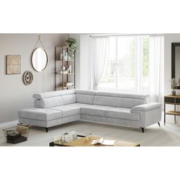 OTTO home Ecksofa &raquo;Astra L-Form, B: 286 cm&laquo; mit Kopfteilverstellung, optional Schlaffunktion & Bettkasten grau 95% Polyester (PES) 5%Polyamid (PA) B/H