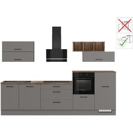 IMPULS K&Uuml;CHEN K&uuml;chenzeile &raquo;"New York", Schubk&auml;sten mit Soft-Close,&laquo; w&auml;hlbare Ausrichtung, Soft-Close-Schubk&auml;sten, Breite 320 cm grau B/H/T: 320cm x 