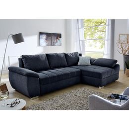 Jockenh&ouml;fer Ecksofa &raquo;Alster L-Form, B: 268 cm&laquo; mit Schlaffunktion, Bettkasten & Zierkissen blau B/H/T: 268cm x 76cm x 161cm, Luxus-Microfaser, Ottomane 
