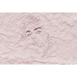 Livingwalls living walls Fototapete &raquo;ARTist Paper Face&laquo; Vlies, Wand, Schr&auml;ge rosa Vlies B/L: 4m x 2,7m