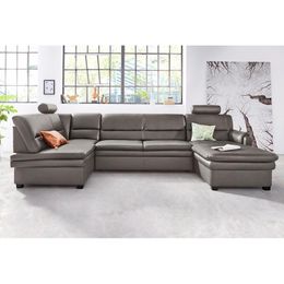 Sit & More sit&more Wohnlandschaft &raquo;Pisa U-Form&laquo; mit Federkern, wahlweise mit Schlaffunktion grau Flachgewebe (100% Polyester);Luxus-Microfaser1 (100% Polyester)