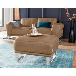 W.Schillig Hocker &raquo;montanaa&laquo; mit Metallkufen in Chrom gl&auml;nzend, Breite 71 cm braun B/H/T: 71cm x 42cm x 71cm, Longlife Xtra-Leder Z69