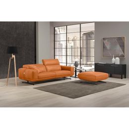 Egoitaliano 2,5-Sitzer &raquo;Gloria, super bequem und hochwertige Verarbeitung, edles Design&laquo; beidseitig verstellbare R&uuml;ckenelemente, mit Metallf&uuml;&szlig;en orange Leder &raquo;