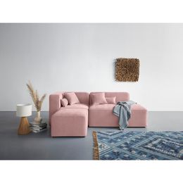 Home Affaire Ecksofa &raquo;Sundstrup L-Form&laquo; Modulserie, individuelle Zusammenstellung rosa 100% Polyester B/H/T: 233cm x 76,5cm x 93cm, Samtoptik, 