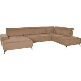 Sit & More sit&more Wohnlandschaft &raquo;Gizeh U-Form&laquo; 12 cm Fu&szlig;h&ouml;he, inklusive Sitztiefenverstellung und Kopfteilverstellung braun B/H/T: 340cm x 230cm, Luxus-