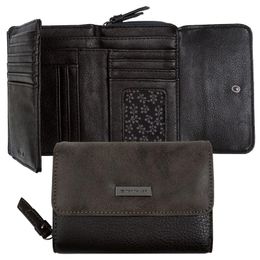 Tom Tailor Damen Tom Tailor Geldb&ouml;rse &raquo;Elin&laquo; harmonischer Materialmix mit leicht kontrastfarbener Steppung schwarz Einheitsgr&ouml;&szlig;e