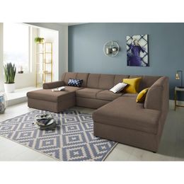 DOMO collection Wohnlandschaft &raquo;Topper, elegant und zeitlos, komfortabel, U-Form&laquo; wahlweise mit Bettfunktion braun B/H/T: 320cm x 78cm x 213cm, 