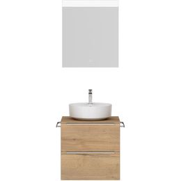 Nobilia Badm&ouml;bel-Set &raquo;Alvene&laquo; vormontiert, mit Soft-Close, 2 Stk. tlg. braun B/H/T: 60,3cmcm x 184,2cmcm x 48,5cmcm, Griffe edelstahlfarbig