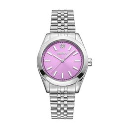 DKNY Damen DKNY Quarzuhr &raquo;Nolita Midi&laquo; Armbanduhr, Damenuhr, Edelstahlarmband, analog lila Einheitsgr&ouml;&szlig;e