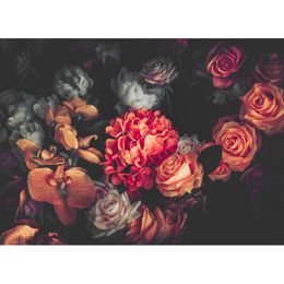 Livingwalls living walls Fototapete &raquo;Designwalls Romantic Flowers 1&laquo; glatt Vlies, Wand, Schr&auml;ge, Decke rot Vlies B/L: 3,5m x 2,55m