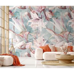 marburg Fototapete &raquo;Magnolia&laquo; matt glatt moderne Tapete f&uuml;r Wohnzimmer Schlafzimmer K&uuml;che blau Vlies B/L: 2,12m x 2,7m, Rollen: 1
