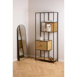 ACTONA GROUP Regal &raquo;Seaford, Standregal, Regal, Raumteiler&laquo; 77x35x185 cm, schwarzer Stahlrahmen, 2 Schubladen, Wendemodul, Breite 77 cm Stahl B/H/T: 