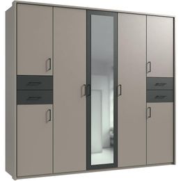 wimex Dreht&uuml;renschrank &raquo;Vegas&laquo; inklusive Passepartout-Rahmen, mit Spiegelt&uuml;ren und Schubladen schwarz Holzwerkstoff B/H/T: 228cm x 210cm x 58cm, Schubladen: